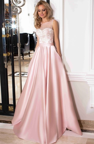 Sweeth Lace Long Sleeveless Prom Dresses 2018 Chiffon Floor Length ...