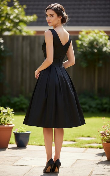 Simple Pleated Knee-Length Frock | Dorris Wedding