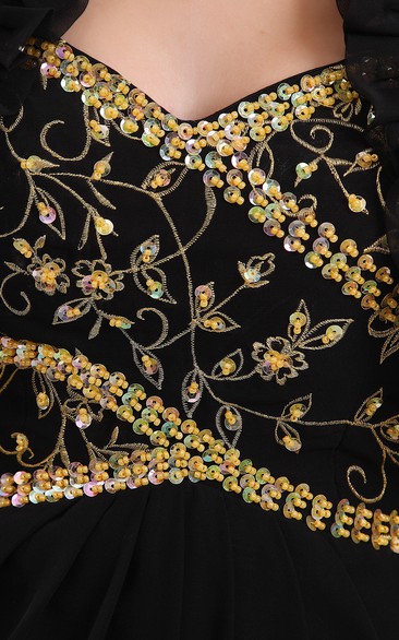 Elegant Long Sheath Dress With Appliques and Beading | Dorris Wedding