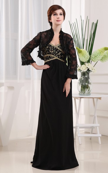 Elegant Long Sheath Dress With Appliques and Beading | Dorris Wedding